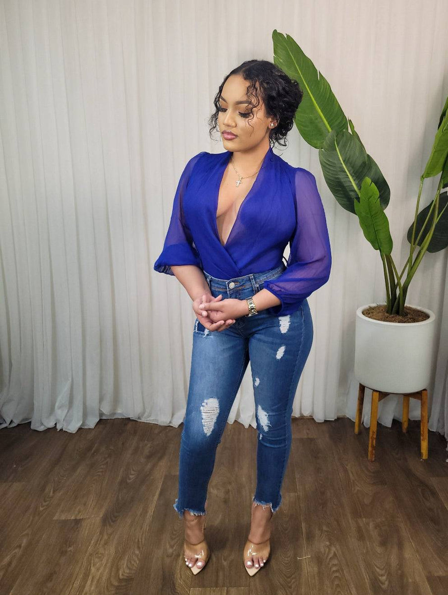 Chevelle Sheer Bodysuit (Royal Blue)– Fitz Clothing